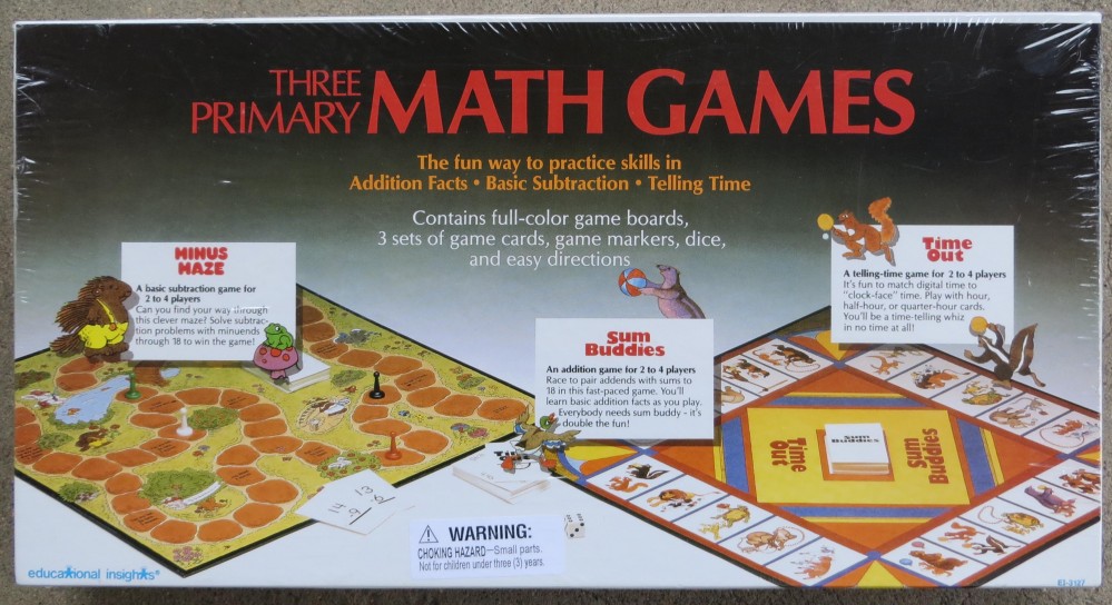 THREE PRIMARY MATH GAMES Addition Subtraction Telling Time